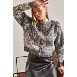 Strukturierter Kurz-Cardigan mit Knopfverschluss