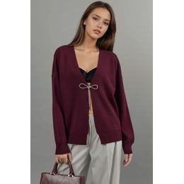 V-Ausschnitt Strickjacke mit Schleifendetail