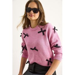 Pullover mit Schleifen-Details und Rundhalsausschnitt