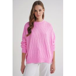 Rippstrick-Pullover mit Haarzopfmuster