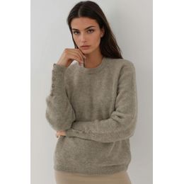Weicher strukturierter Pullover mit Knopfdetails und langen &Auml;rmeln