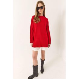 &Uuml;bergr&ouml;&szlig;e Rippstrickpullover mit Rundhalsausschnitt