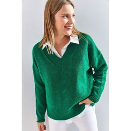 V-Ausschnitt Langarmpullover