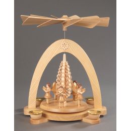 Weihnachtspyramide Albin Preissler "5 Engel mit Spanbaum, Handwerkskunst aus dem Erzgebirge", beige (natur), B:23cm H:28cm T:18cm, Massivholz, Weihnachtspyramiden, Weihnachtspyramide, Weihnachtsdeko aus Holz