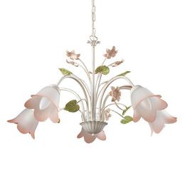 Kronleuchter Ivory, Wei&szlig;, Pink, Metall, Glas, 65x100x65 cm, Lampen & Leuchten, Innenbeleuchtung, H&auml;ngelampen, Kronleuchter