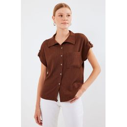Texturiertes Crepe-Hemd mit Tasche
