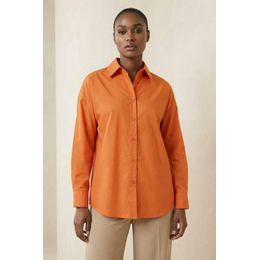 &Uuml;bergro&szlig;e Langarm-Popeline-Bluse mit Knopfverschluss