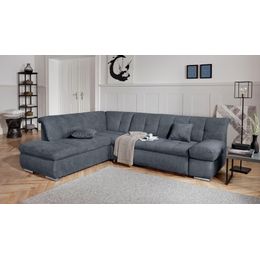 Ecksofa DOMO collection "MONA B/T: 271/213 cm, modern und komfortabel", grau, B:271cm H:80cm T:213cm, Struktur fein 100% Polyester;Chenilleoptik 100% Polyester, Sofas, Ecksofa, whlw. mit Bett- und Armlehnfunktion, L-Form
