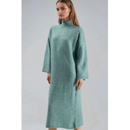Rippstrick Rollkragen Maxikleid