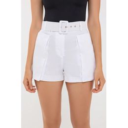 Baumwoll-Hohe-Taille-Shorts mit Tasche und G&uuml;rteldetail