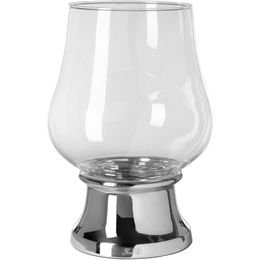 Windlicht Fink "PALINA", silber (silberfarben), H:36,5cm &Oslash;:25,5cm, Aluminium, Edelstahl, Glas, Kerzenhalter, Windlicht, Kerzenhalter mit Glas, vernickelt