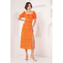 Midikleid mit Blumenmuster und Schleife