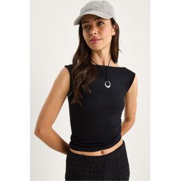 Raffiniertes Boot-Ausschnitt Enges Cropped Top