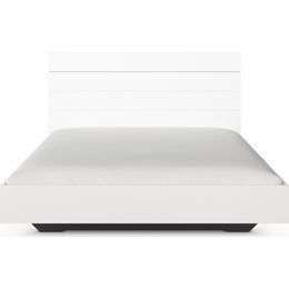 Futonbett OTTO HOME "Bett Doppelbett Holzbett AGORDO", wei&szlig; (alpinwei&szlig;), B:185cm H:121cm L:209cm, Betten, Futonbett, mit hohem Kopfteil und schwebender Optik MADE IN GERMANY