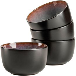 M&auml;ser M&uuml;slisch&uuml;ssel M&Auml;SER "TEONA, Sch&uuml;ssel-Set, Steinzeug", blau, braun, gr&uuml;n, schwarz, B:14,2cm H:8cm &Oslash;:14,2cm, Steinzeug, Sch&uuml;sseln, besondere Kombination aus Reaktivglasur und mattschwarzer Au&szlig;englasur
