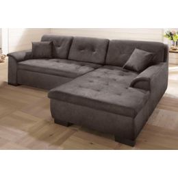 Ecksofa Home Affaire "BERGEN 267x178 cm, elegantes Design", grau, B:267cm H:83cm T:178cm, MELROSE/Struktur (100% Polyester);MELROSE (100% Polyester);Microfaser PRIMABELLE (100% Polyester), Sofas, Ecksofa, whlw. mit Bettfunktion L-Form
