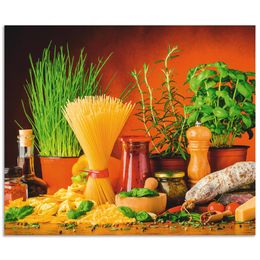 K&uuml;chenr&uuml;ckwand Artland "Mediterranes und italienisches Essen", bunt, B:60cm H:50cm, Aluminium, Spritzschutzw&auml;nde, Alu Spritzschutz mit Klebeband, einfache Montage