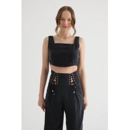 Quadratisches Dekollet&eacute; Korsett Cropped Top