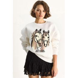 L&auml;ssig geschnittenes bedrucktes Sweatshirt mit R&uuml;ckendruck