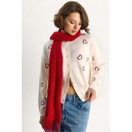 Langer Strickcardigan mit Knopfkragen