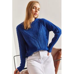 Musterierter dicker Rundhals-Pullover