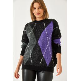 Oversized Pullover mit diamantf&ouml;rmigem Druck