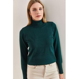 Eng anliegender Rollkragen-Rippstrickpullover