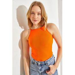 Tailliertes Baumwollmischung Halterneck-Cami-Top