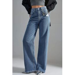 SQUALO hohe-taillierte weite Jeans