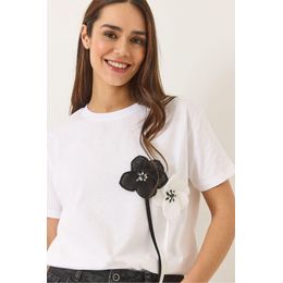 Blumenmuster Kurzarm-T-Shirt