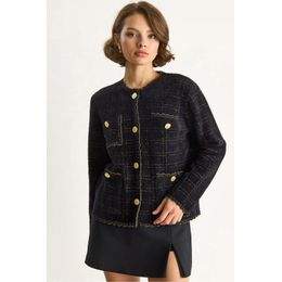 Strukturierter Jacquard-Button-Up Cardigan