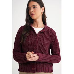 Strukturierter Rippstrick-Cardigan mit Kn&ouml;pfen