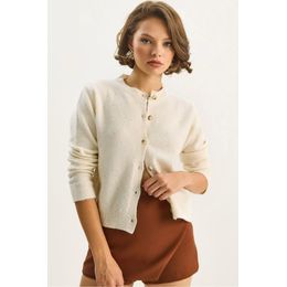 Strukturierter Rippstrick-Cardigan mit Pailletten-Details