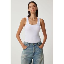 Figurbetontes Baumwoll-U-Hals-Top