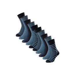 Kurzsocken Schiesser "Socken Bluebird 10P 10er Pack", Herren, Gr. 43-46, blau (blau, gestreift), Obermaterial: 77% Baumwolle CO. 22% Polyamid PA. 1% Elasthan EL., Socken