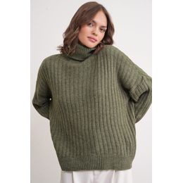 Oversized gerippter Rollkragenpullover