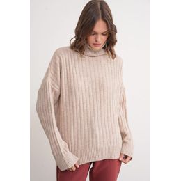 &Uuml;bergro&szlig;er Rippstrick-Turtleneck-Pullover