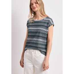 T-Shirt Street One, Damen, Gr. 34, deep bound gr&uuml;n, Stoff, 68% Polyester, 31% Viskose, 1% Metallfaser, Jacquardmuster, regular fit normal, abgesteppt, Shirts T-Shirt, aus softem Materialmix