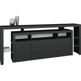 borchardt M&ouml;bel Sideboard BORCHARDT M&Ouml;BEL "Rosario", schwarz (schwarz, matt), B:220cm H:88cm T:35cm, Sideboards, Sideboard, Breite 220 cm