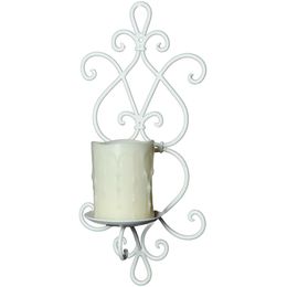 Wandkerzenhalter AMBIENTE HAUS "Increto Wandleuchte 36cm", wei&szlig;, B:18cm H:37cm T:11cm, Schmiedeeisen, Kerzenhalter