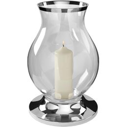 Windlicht Fink "BIG", silber (silberfarben), H:29,5cm &Oslash;:18,5cm, Glas, Metall, Kerzenhalter, Windlicht, Silberfarben - aus Metall vernickelt und Glas