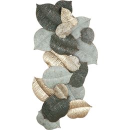 Wanddekoobjekt CASABLANCA BY GILDE "Wandrelief Bl&auml;tterregen", gr&uuml;n (goldfarben, gr&uuml;n), B:113cm H:60cm T:7cm, Metall, Wanddekoobjekte