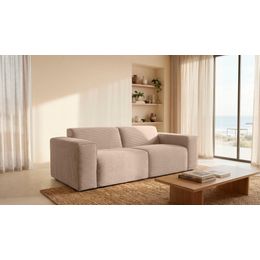 2-Sitzer OTTO HOME "Clayton Kompaktsofa Breite 202 cm", beige (sand), B:202cm H:70cm T:96cm, 100% Polyester, Sofas, in einem trendigen Cord-Bezug, verschiedene Kombinationen verf&uuml;gbar