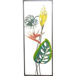 Wanddekoobjekt "Strelizien", bunt, B:29cm H:75cm T:3cm, Metall, HOFMANN LIVING AND MORE, Wanddekoobjekte, Wanddekoration aus Metall, Motiv Bl&auml;tter