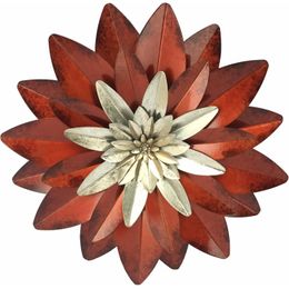Wanddekoobjekt "Bl&uuml;te", rot (antik rot), B:36cm H:36cm T:4cm &Oslash;:36cm, Metall, HOFMANN LIVING AND MORE, Wanddekoobjekte