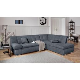 Ecksofa DOMO collection "MONA B/T: 271/213 cm, modern und komfortabel", grau, B:271cm H:80cm T:213cm, Struktur fein 100% Polyester;Chenilleoptik 100% Polyester, Sofas, Ecksofa, whlw. mit Bett- und Armlehnfunktion, L-Form
