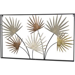 Wanddekoobjekt "Wanddekoration", rosa (kupfer), B:100cm H:60cm T:5cm, Metall, HOFMANN LIVING AND MORE, Wanddekoobjekte, farbige Bl&auml;tte mit Metallrahmen
