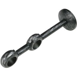 Gardinenstangenhalter Liedeco "Doppeltr&auml;ger, Tr&auml;ger 2-l&auml;ufig "Esperanca" f&uuml;r 16 mm Stangen" Gr. 1, silber (silberfarben, schwarz), H:3cm L:14,2cm, Gardinenstangenhalterungen, Tr&auml;ger, Wandhalter