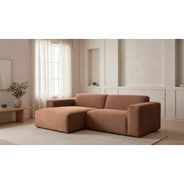 Ecksofa OTTO HOME "Clayton Breite 247 cm, L-form", braun (light braun), B:247cm H:70cm T:141cm, 100% Polyester, Sofas, Ecksofa, in einem trendigen Cord-Bezug, verschiedene Kombinationen verf&uuml;gbar