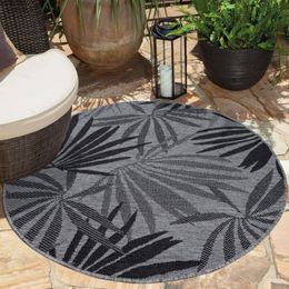 Outdoorteppich Carpet City "DUO RUG 5771", grau (anthrazit), H:5mm &Oslash;:160cm, Obermaterial: 100% Polypropylen, Teppiche, Outdoorteppich, Wendeteppich Wetterfest In- & Outdoor, Balkon, Terrasse, Wohnzimmer